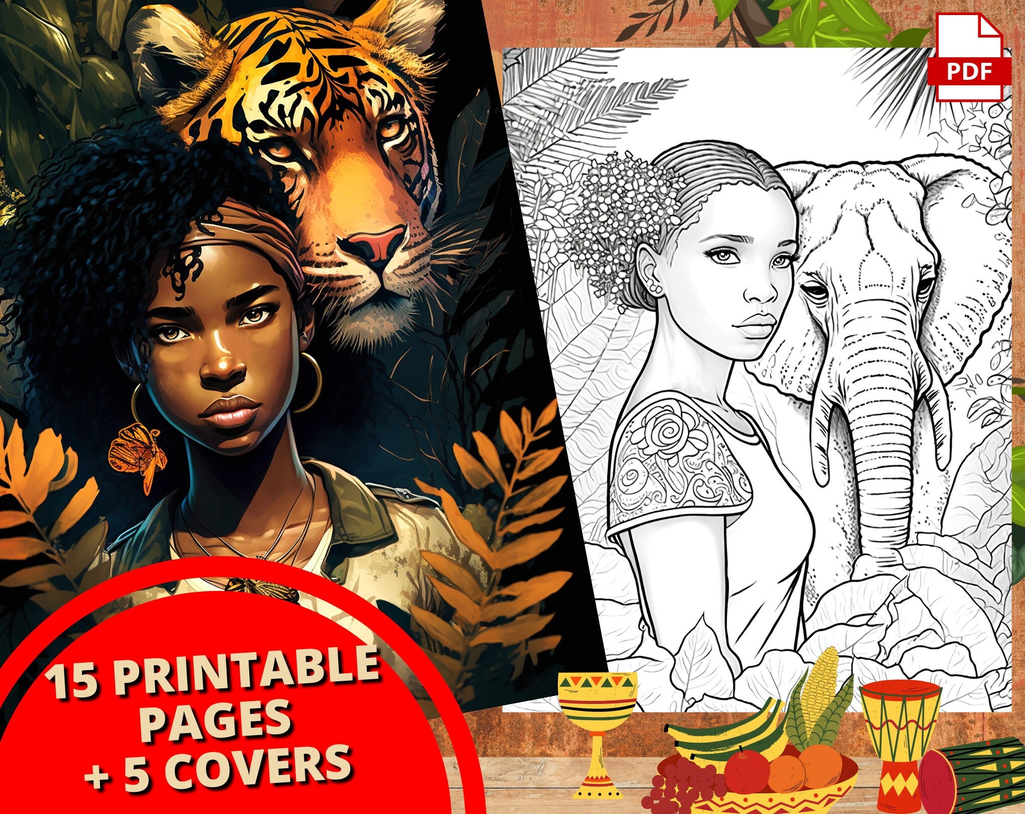 Black Girls Coloring Pages VOL.03, African Coloring Book 15 Printable ...