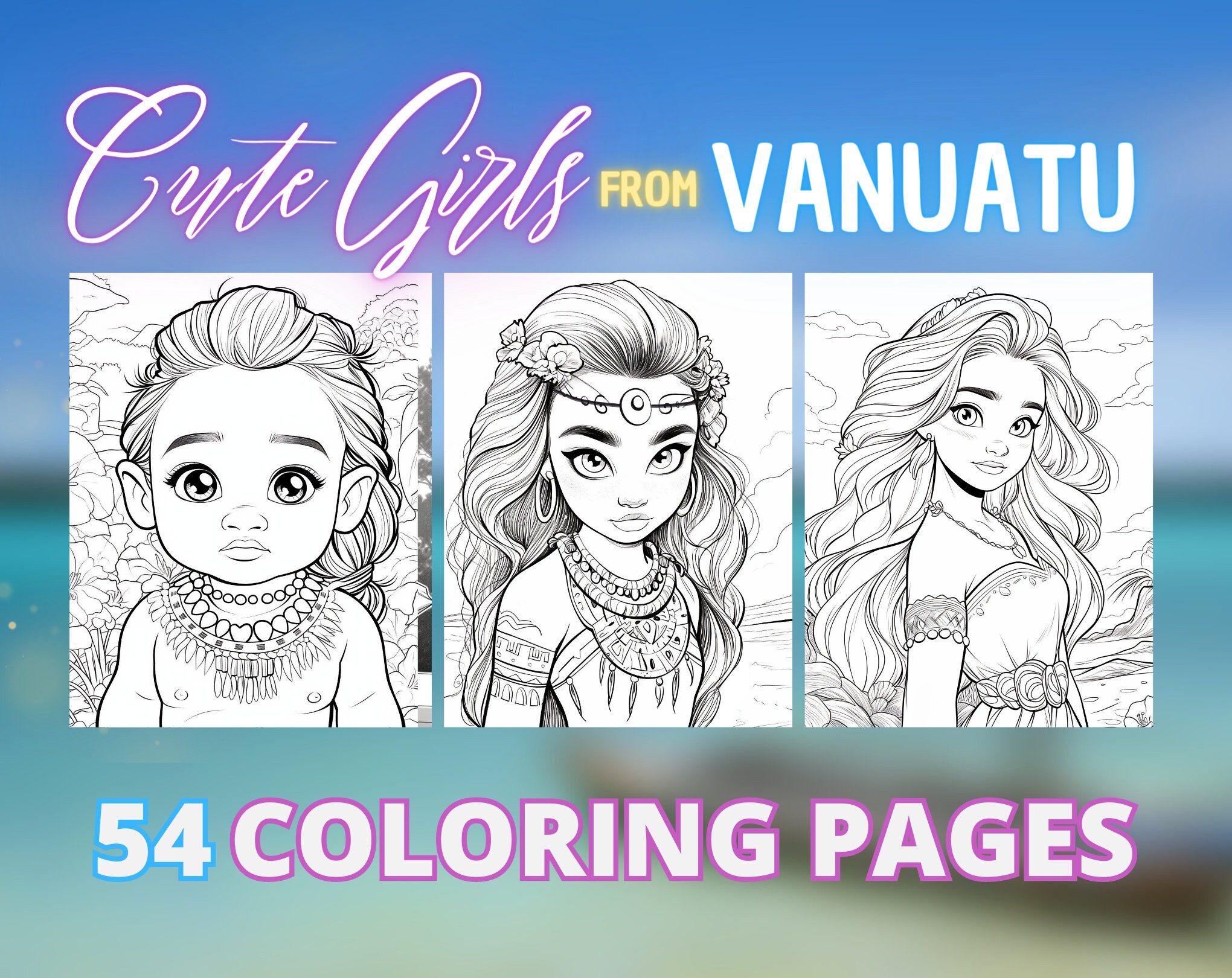 Cute Girls From Vanuatu Babies Coloring Pages 54 Polynesian Girls ...