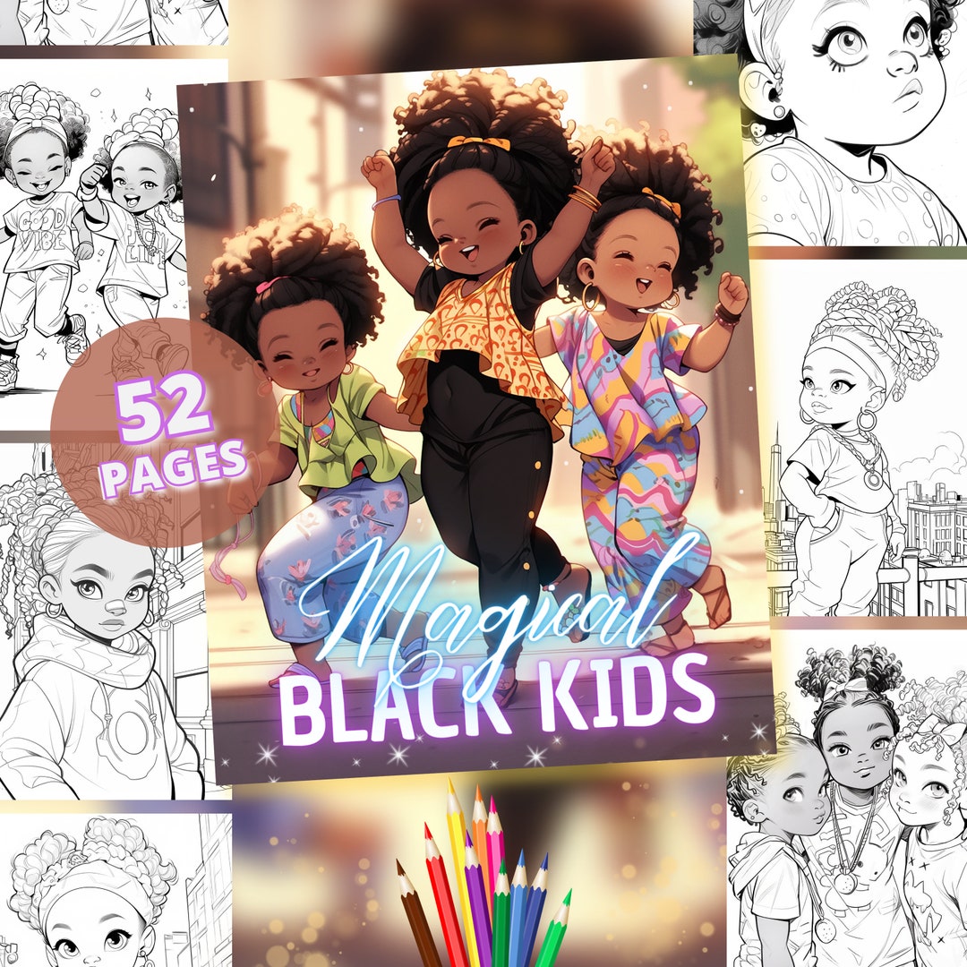 Black Girls Magic Coloring Book: 52 Afro Girls Designs (PDF, PNG) - Etsy