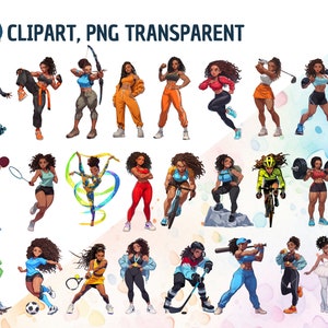 Black Women in Sports | 46 Clipart, PNG for Stickers, Planner ...