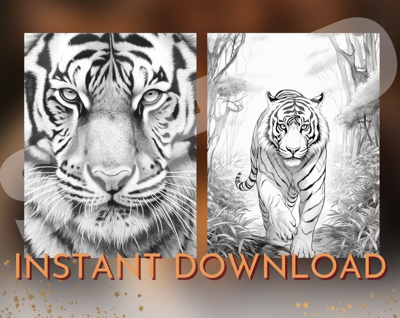 21 Realistic Tigers Coloring Book Adult and Kids Coloring - Etsy