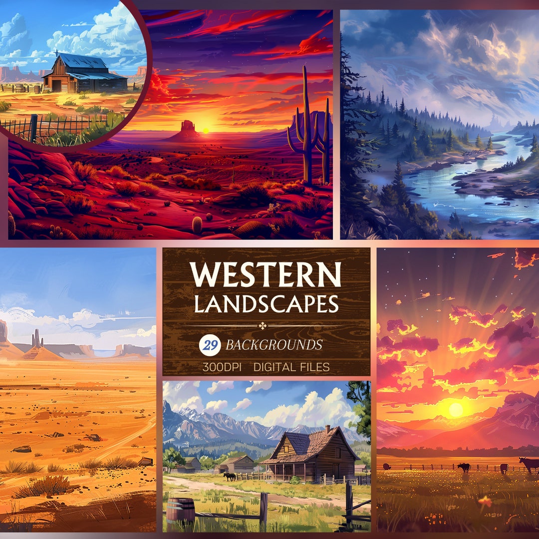 Western Backgrounds, Wild West Digital Set | Perfect for Invitation ...