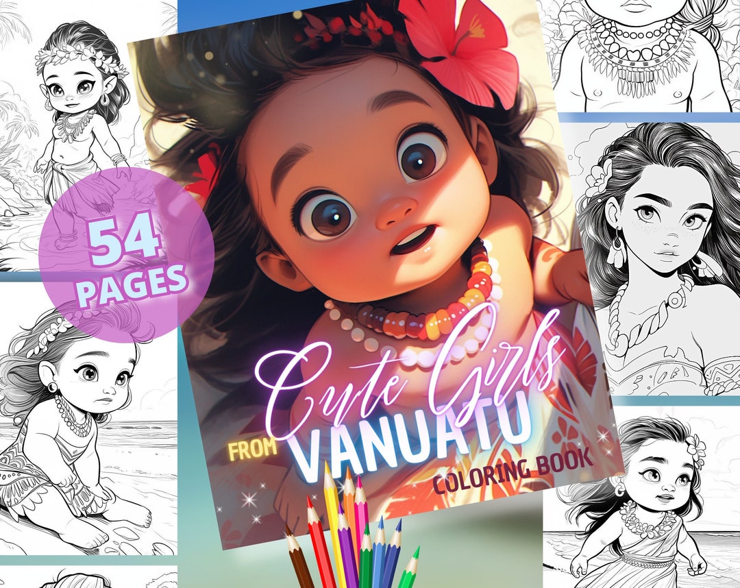 Cute Girls From Vanuatu Babies Coloring Pages 54 - Etsy