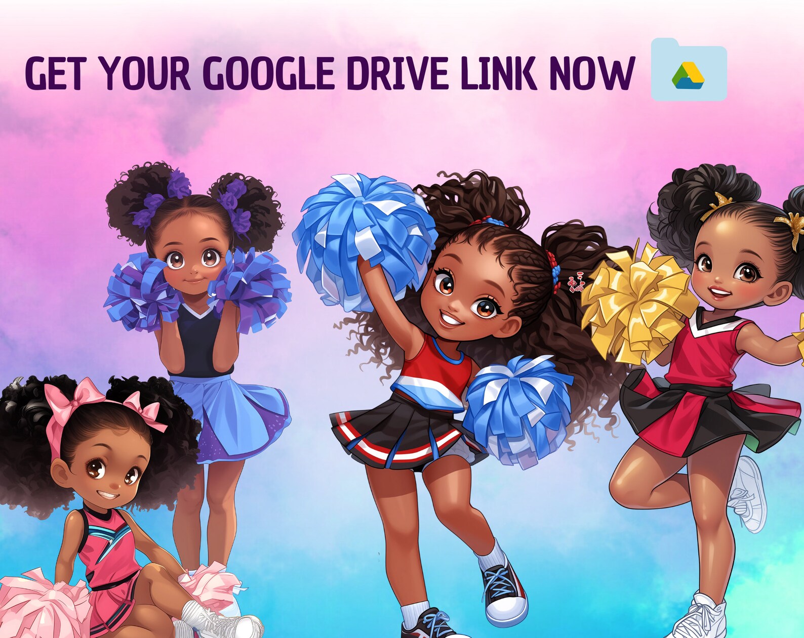 Black Girls Cheerleader Clipart: Afro Kids PNG Bundle (34 Files) - Etsy