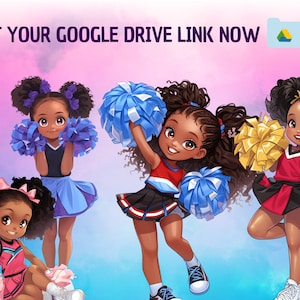 Black Girls Cheerleader Clipart: Afro Kids PNG Bundle (34 Files) - Etsy
