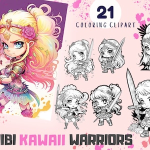 Chibi Warrior Kawaii Girls | 21 Coloring Pages for Girls, Coloring Book ...
