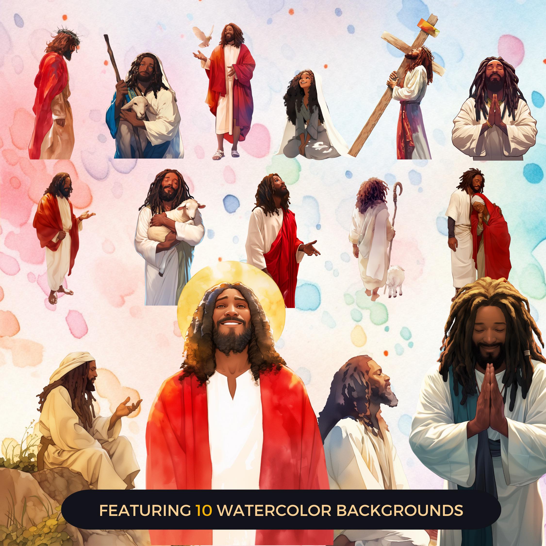Black Jesus Clipart: 50 Religious PNG Illustrations (digital Download ...