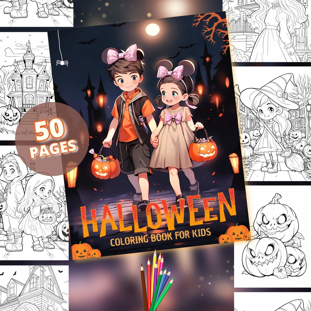 Halloween Coloring Book for Kids: 50 Printable Pages (digital Download ...