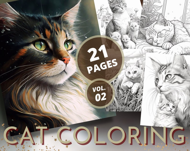 21 Realistic Cats Coloring Book Vol.02 Adult and Kids - Etsy