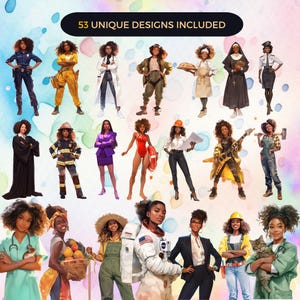 Black Women Careers Clipart: Watercolor Job Illustrations (PNG Digital ...