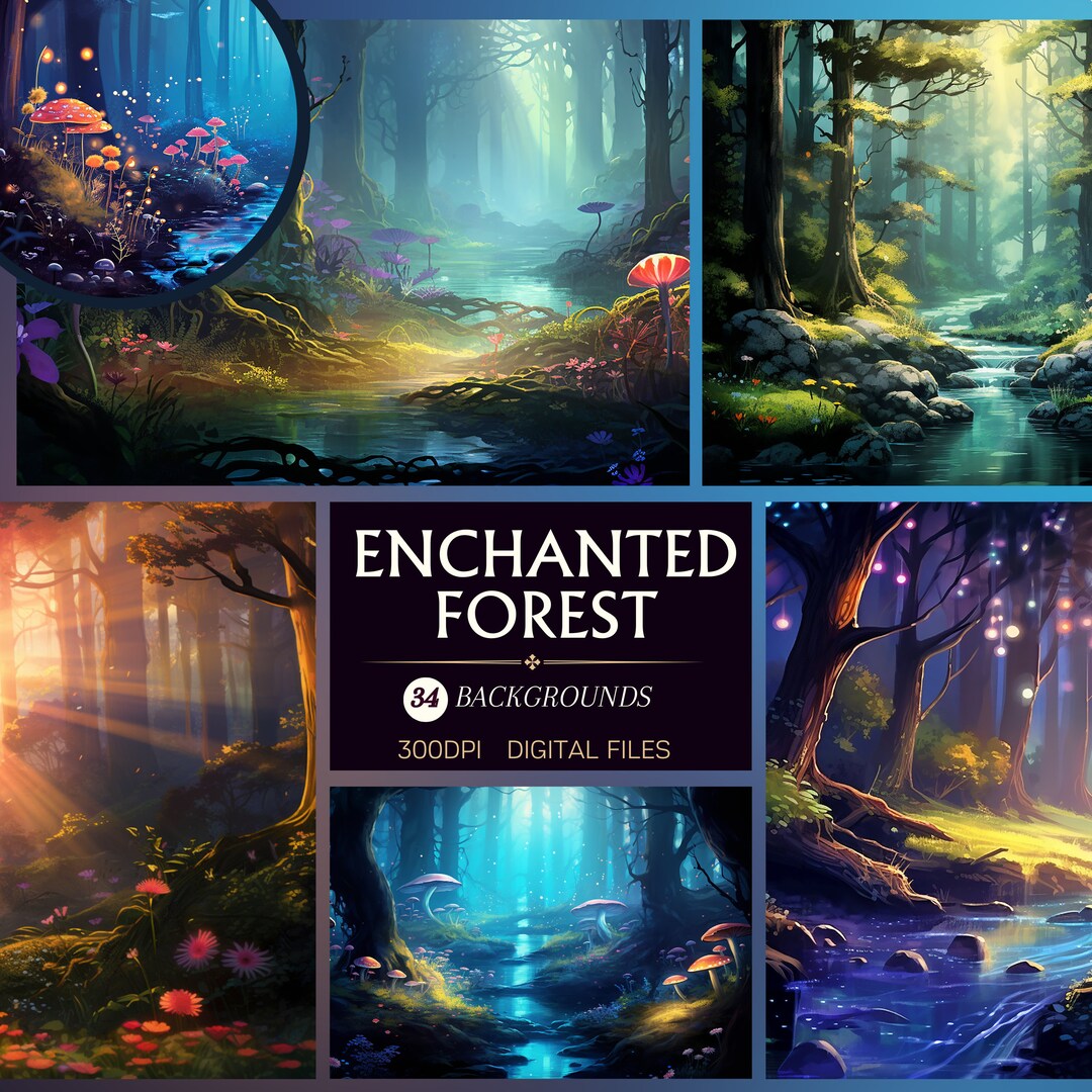 Enchanted Forest Backgrounds: 34 High-resolution Digital Papers ...