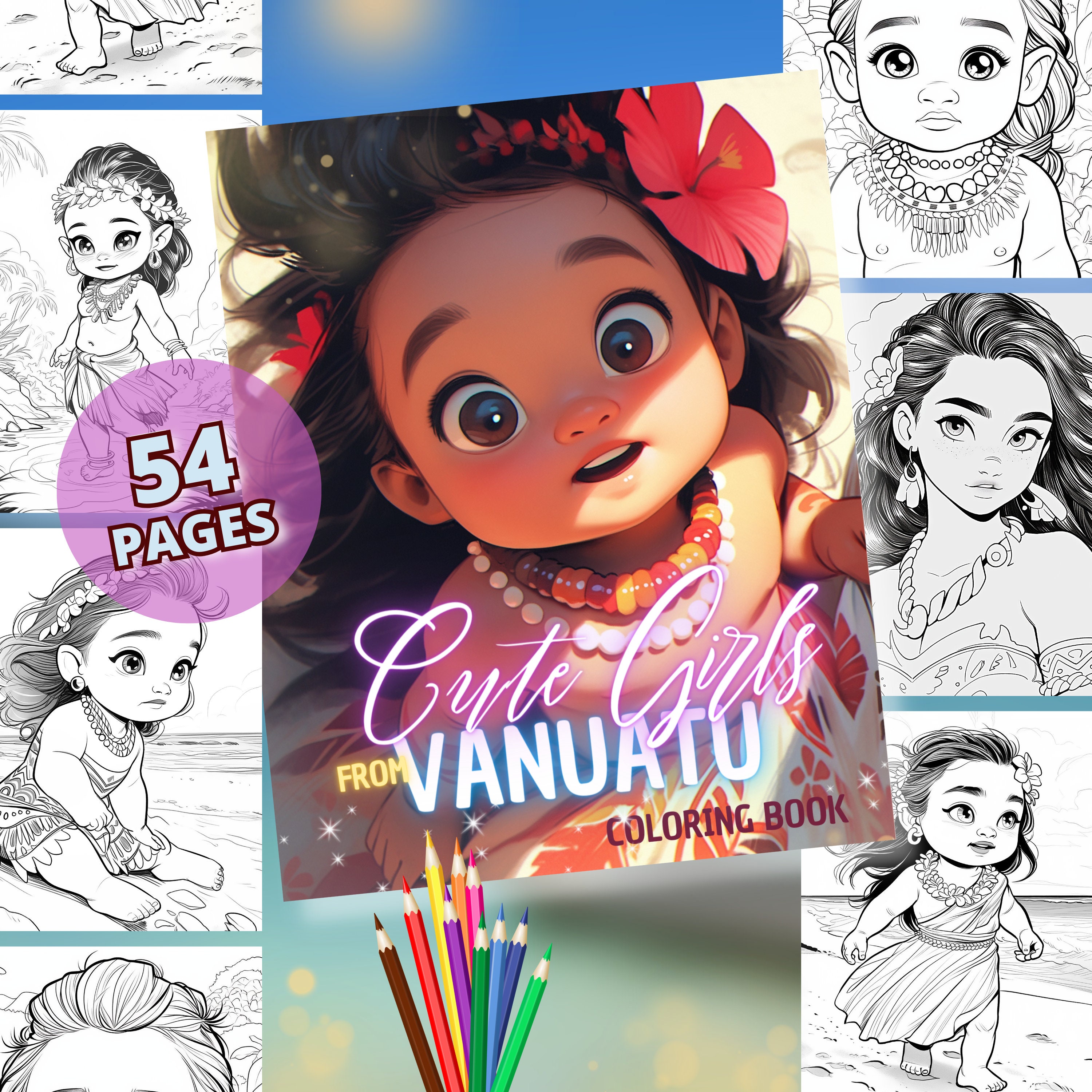 Cute Girls From Vanuatu Babies Coloring Pages 54 Polynesian Girls ...