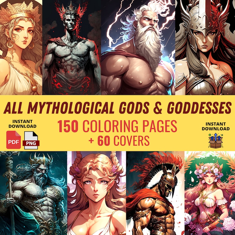 150 Mythological Coloring Pages, Greek Mythology Bundle Coloring Book Bundle, PDF Printable ...