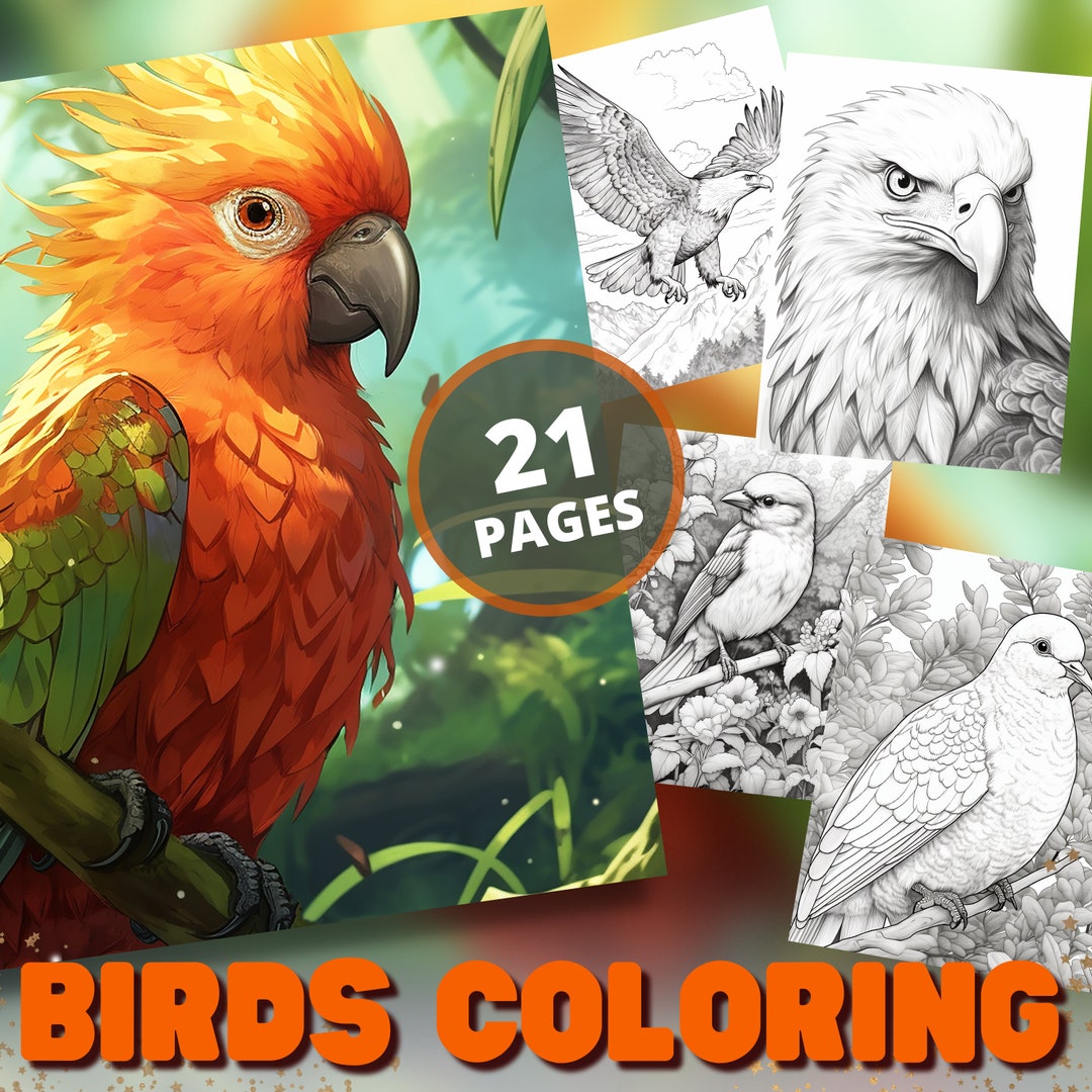 21 Realistic Birds Coloring Book | Grayscale, Adult and Kids Coloring ...