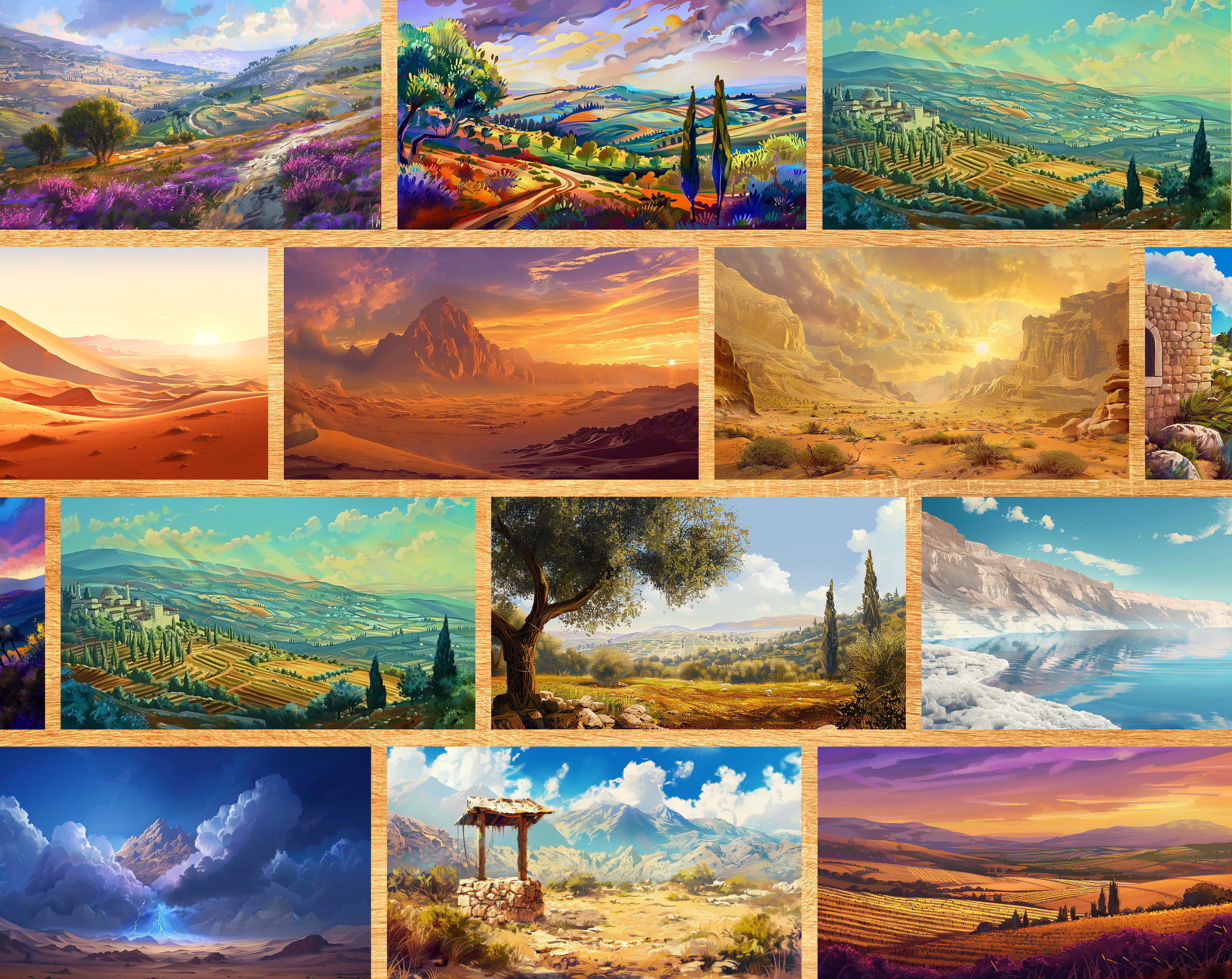 Ancient Bible Landscapes Digital Papers Bundle 36 Backgrounds Old ...