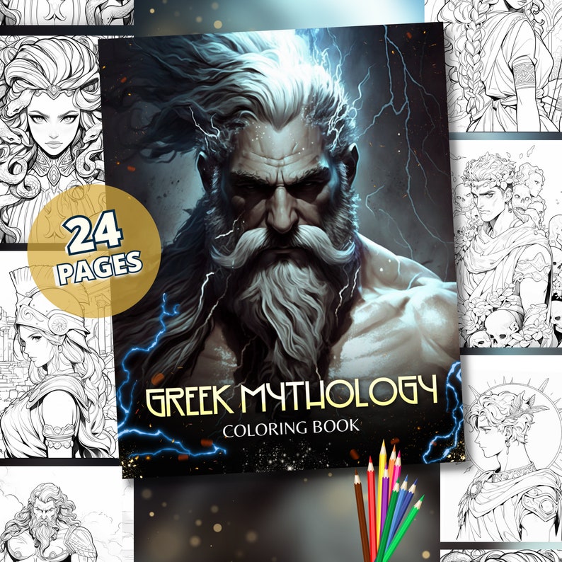 Greek Mythology Vol.01, Coloring Pages for Adults | 24 Gods and ...
