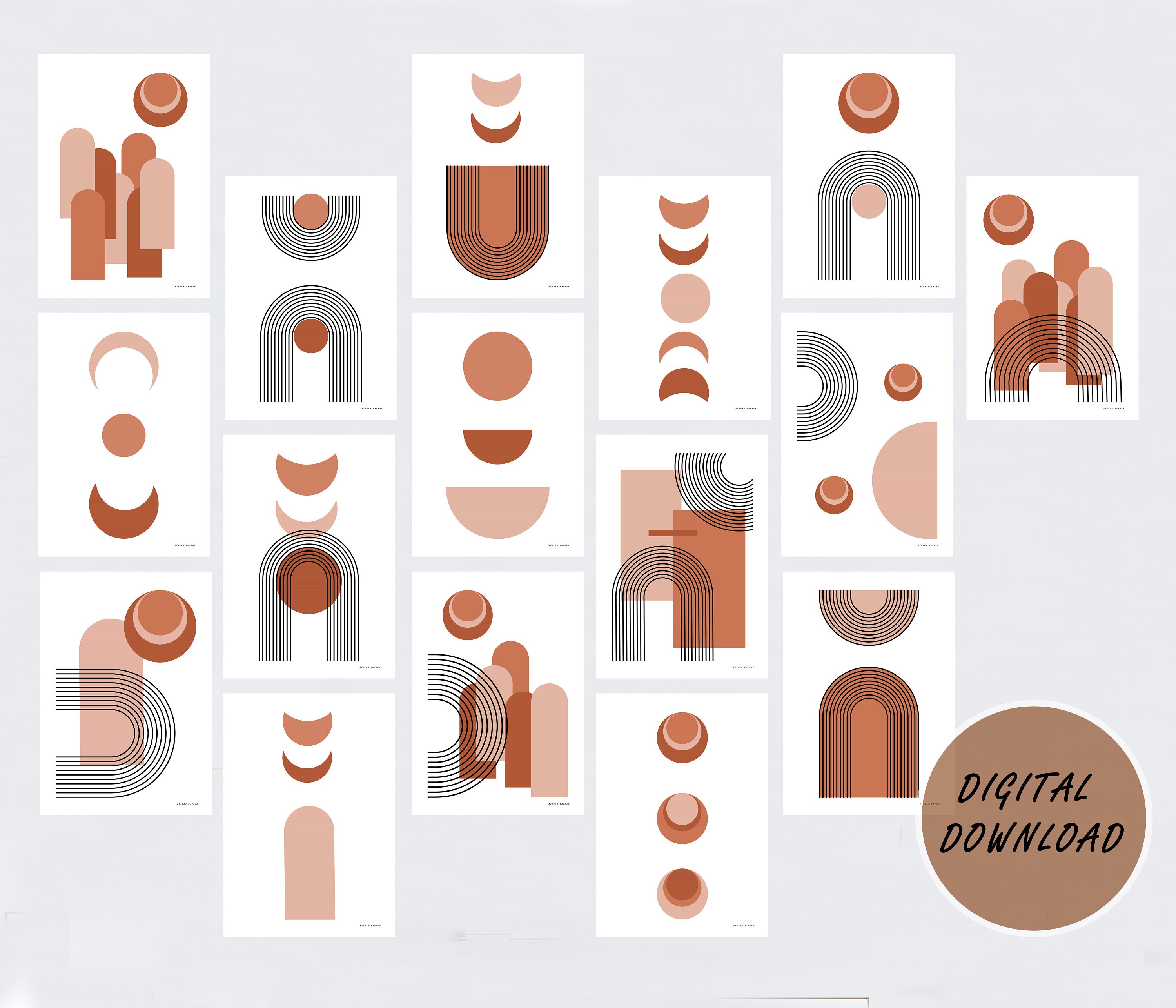 Boho Poster Set, Boho Wall Art, Wall Decor Boho, Boho Poster, Moon, Sun ...