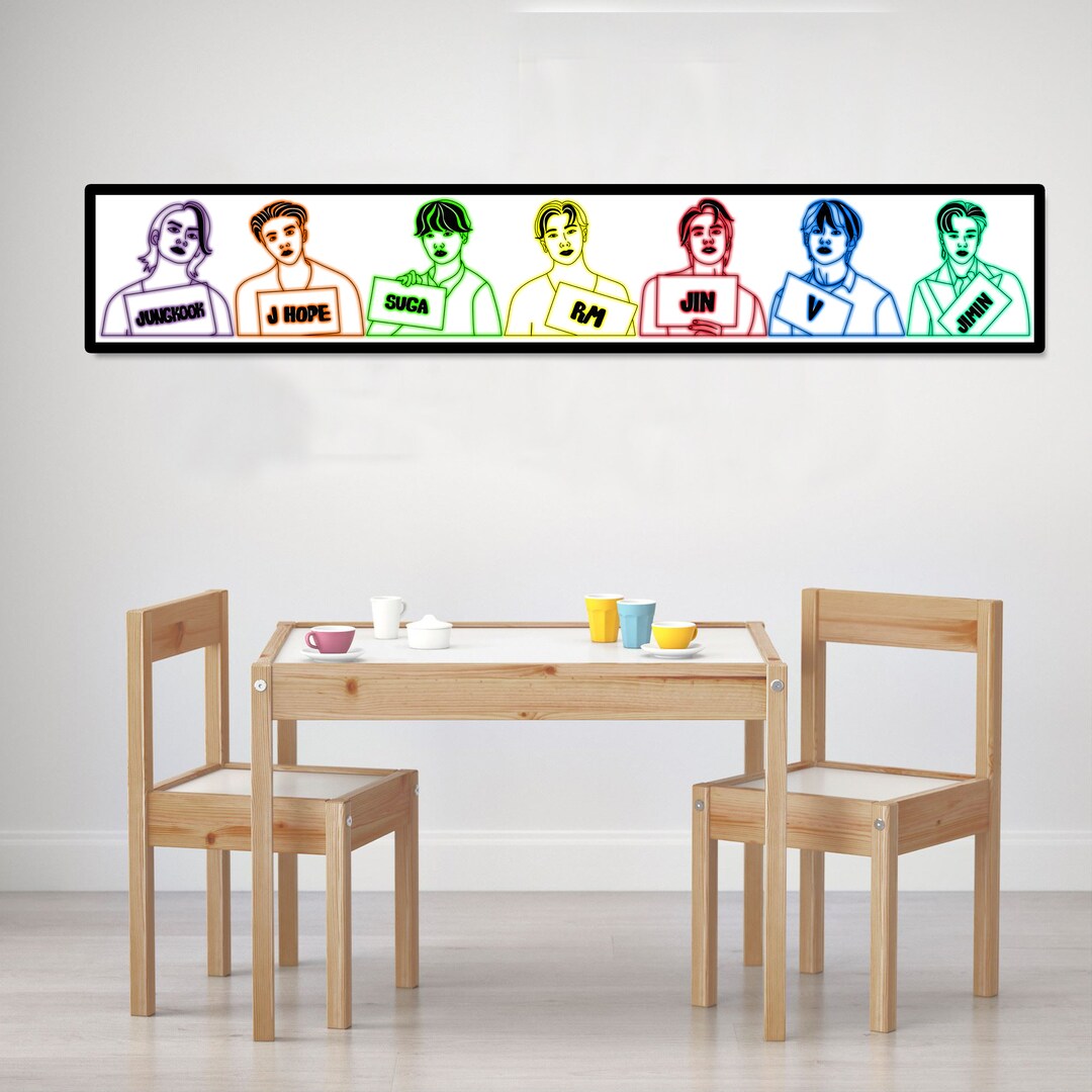 BTS poster, bts printable poster, printable cokorful poster, one line ...