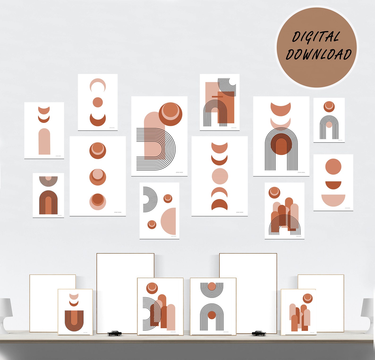 Boho Poster Set, Boho Wall Art, Wall Decor Boho, Boho Poster, Moon, Sun ...