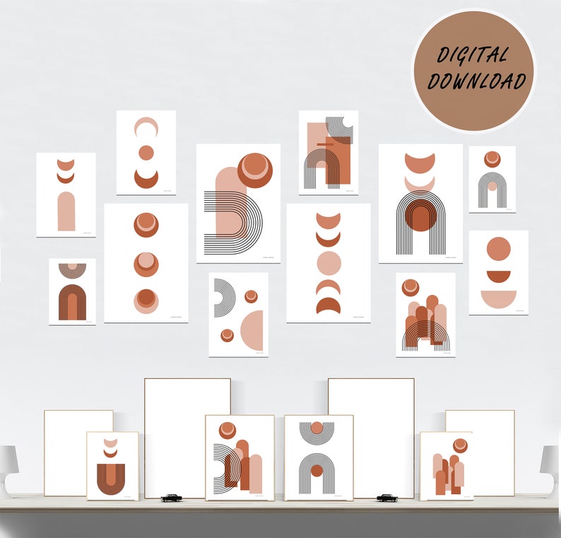 Boho Poster Set, Boho Wall Art, Wall Decor Boho, Boho Poster, Moon, Sun ...