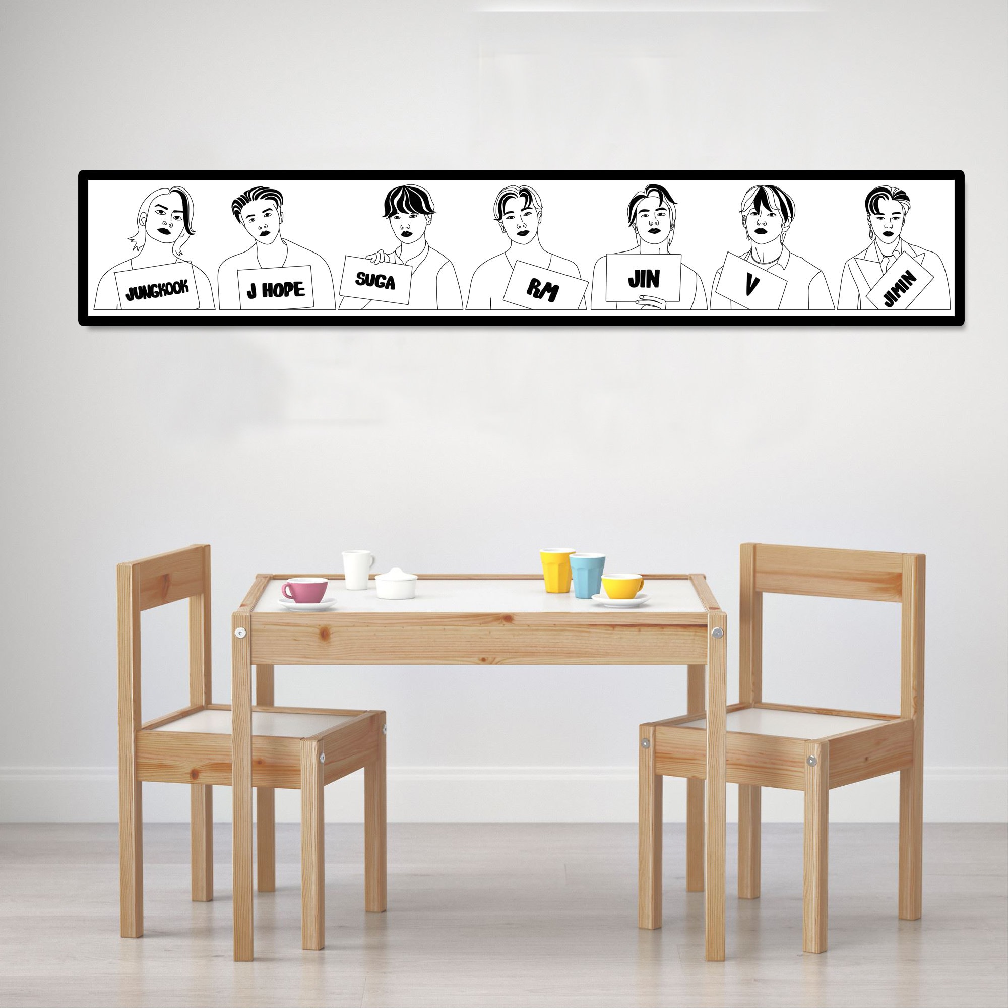 BTS poster, bts printable poster, printable cokorful poster, one line ...