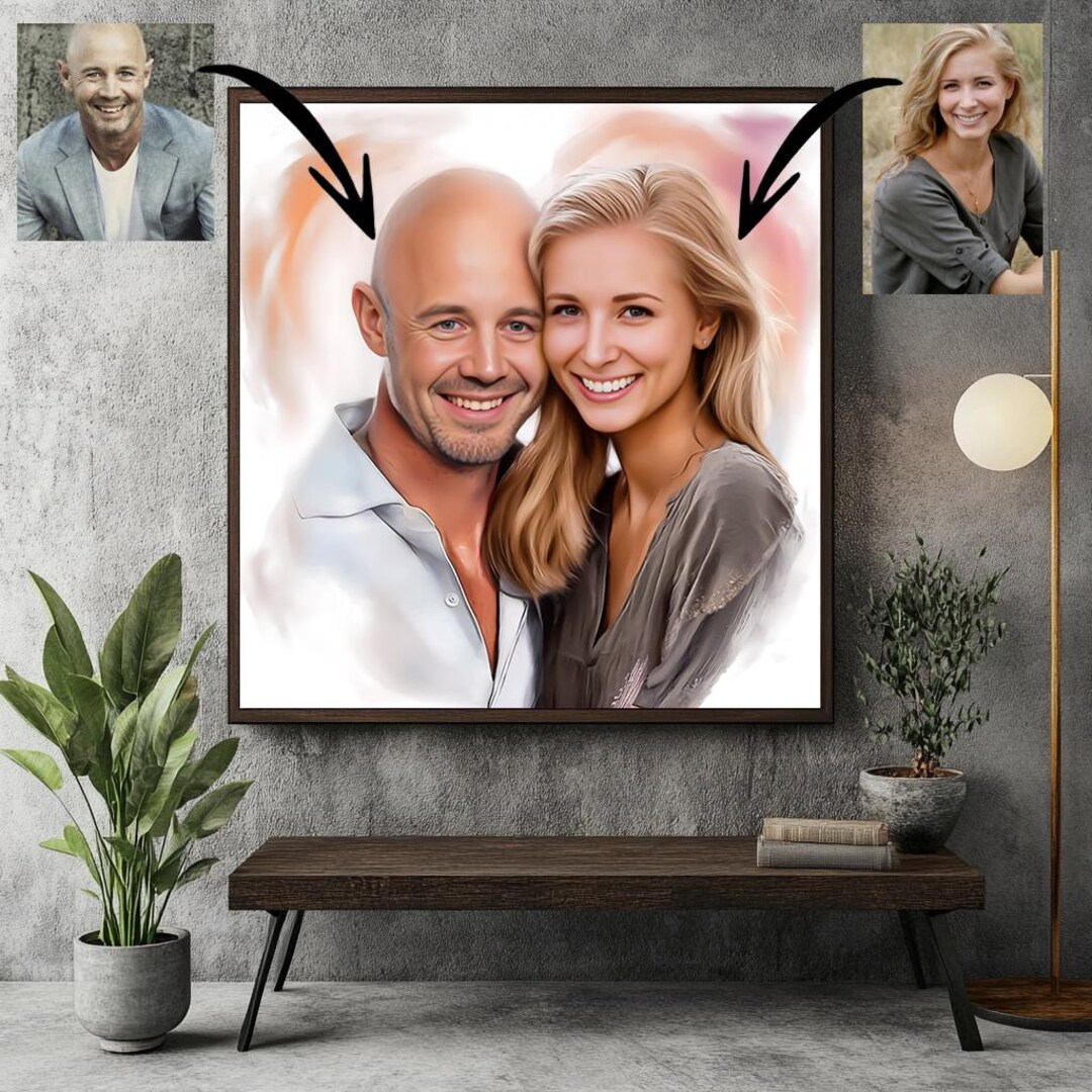 Personalized Couple Portrait, Digital Painting, Gift, Couple Portrait ...