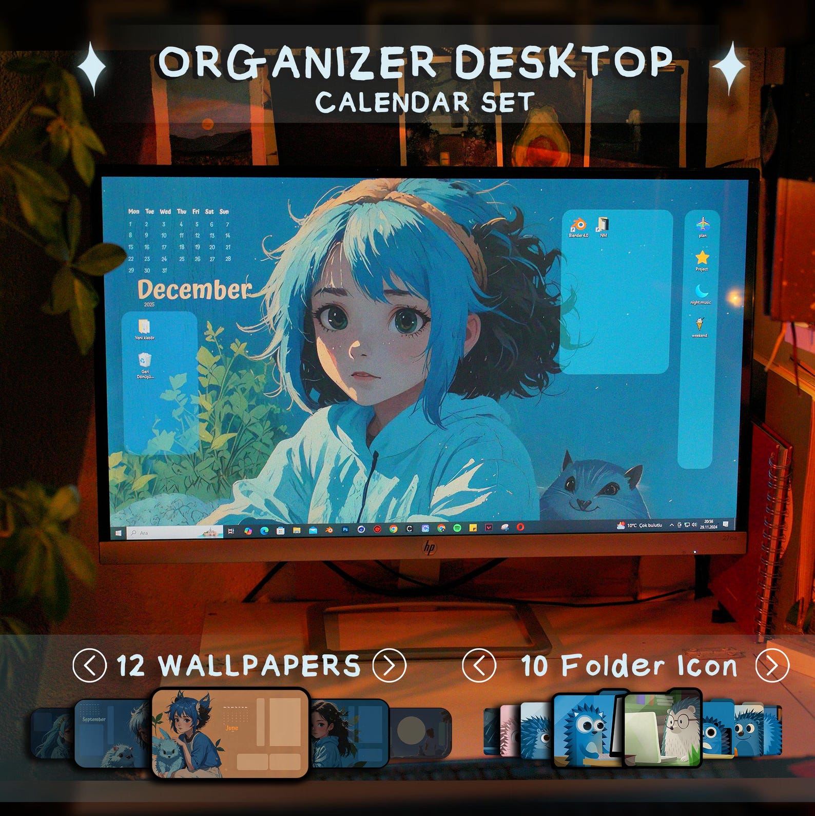 2025 Desktop Organizer Wallpaper Set, Desktop iPad Digital Wallpaper ...