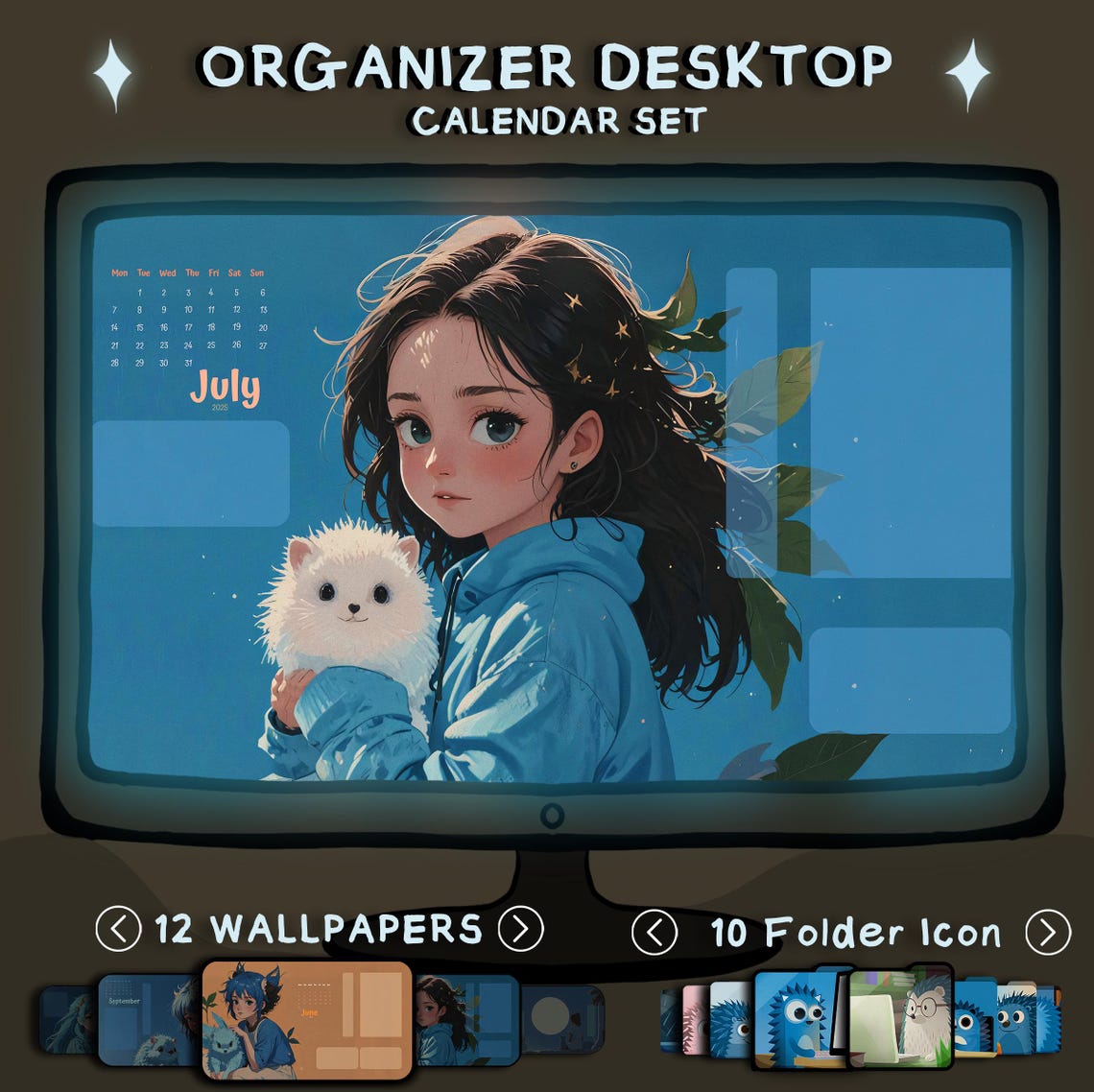 2025 Desktop Organizer Wallpaper Set, Desktop iPad Digital Wallpaper ...