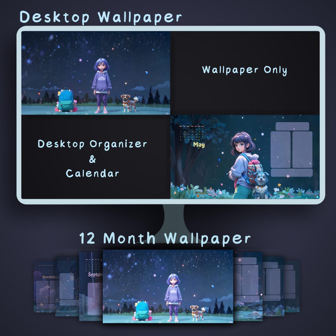 2025 Desktop Organizer Wallpaper Set Desktop, Tablet Digital Wallpaper ...