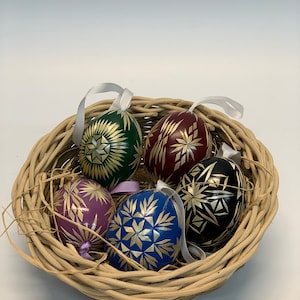 Blue Straw, Real Chicken Easter Eggs Handmade Slavic Egg Art Easter Egg ...