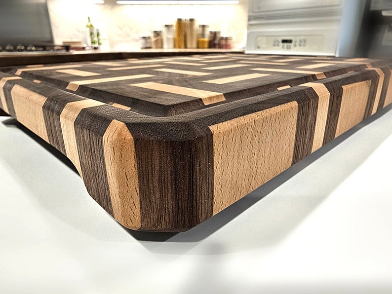End Grain Cutting Board (geo Block Design), Butcher Block, Serving ...