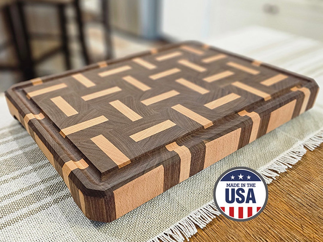 End Grain Cutting Board (geo Block Design), Butcher Block, Serving ...