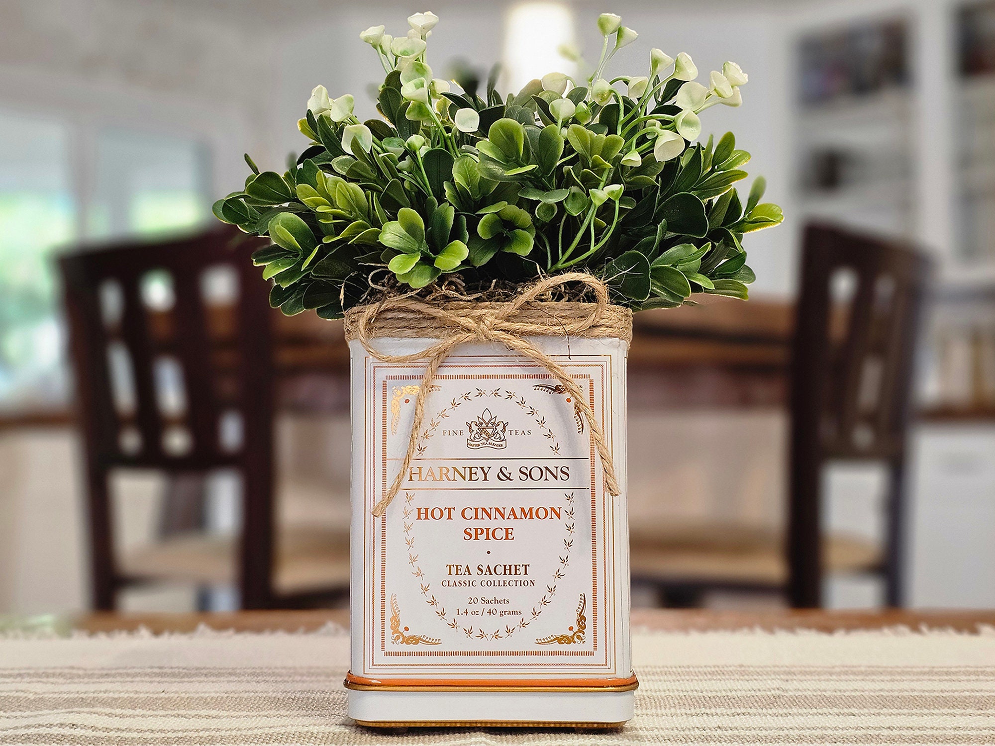 Upcycled Tea Tin Vase Kitchen/island Décor, Centerpiece, Coffee/tea Bar ...