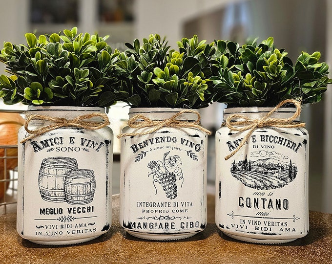 Italian Inspired Chalk Painted Jar Vase (artichoke & Olive Oil ...