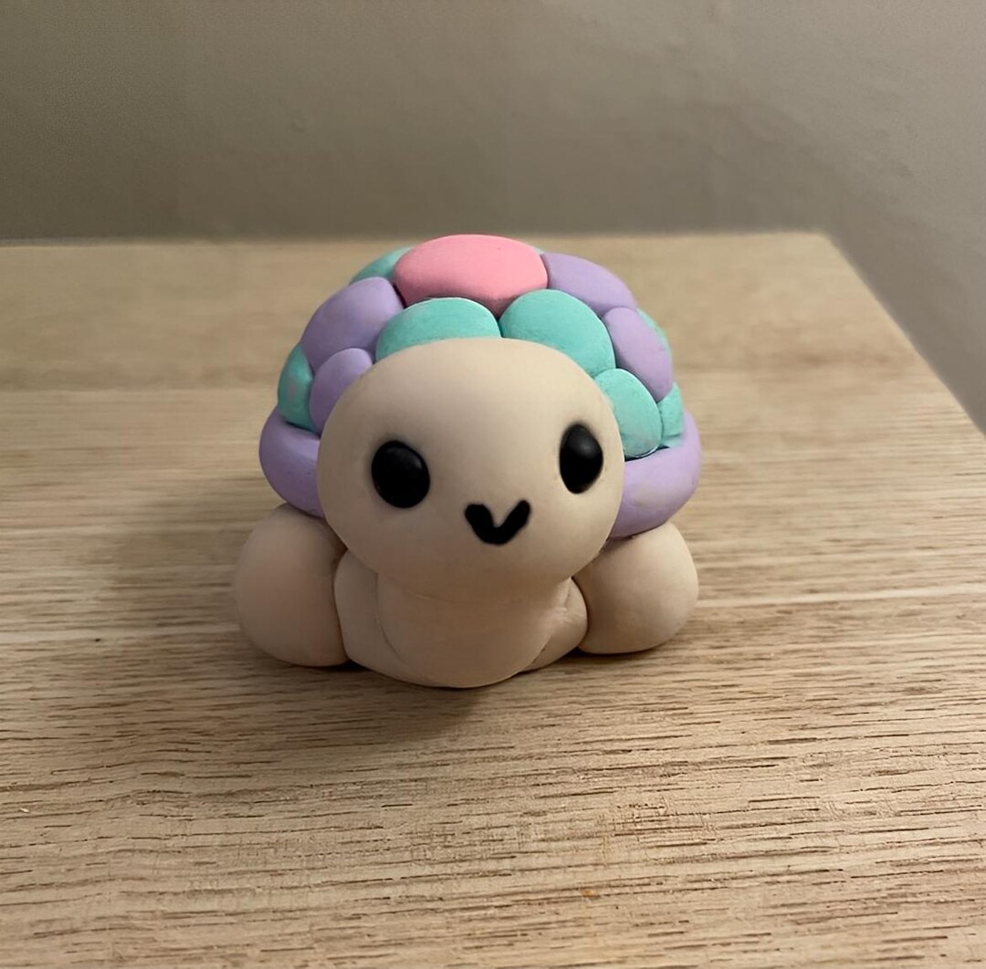Tortoise, Adorable Little Tortoise, Patchwork Pastel Shell, Polymer ...