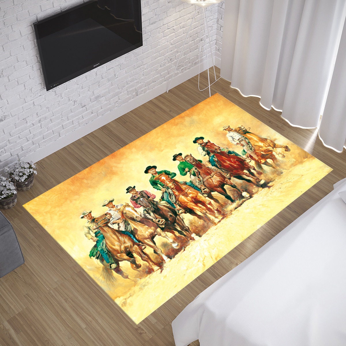 Western Rug, Wild West, Cowboy Rug, Horse Rug, Poster Rug,old Style ...