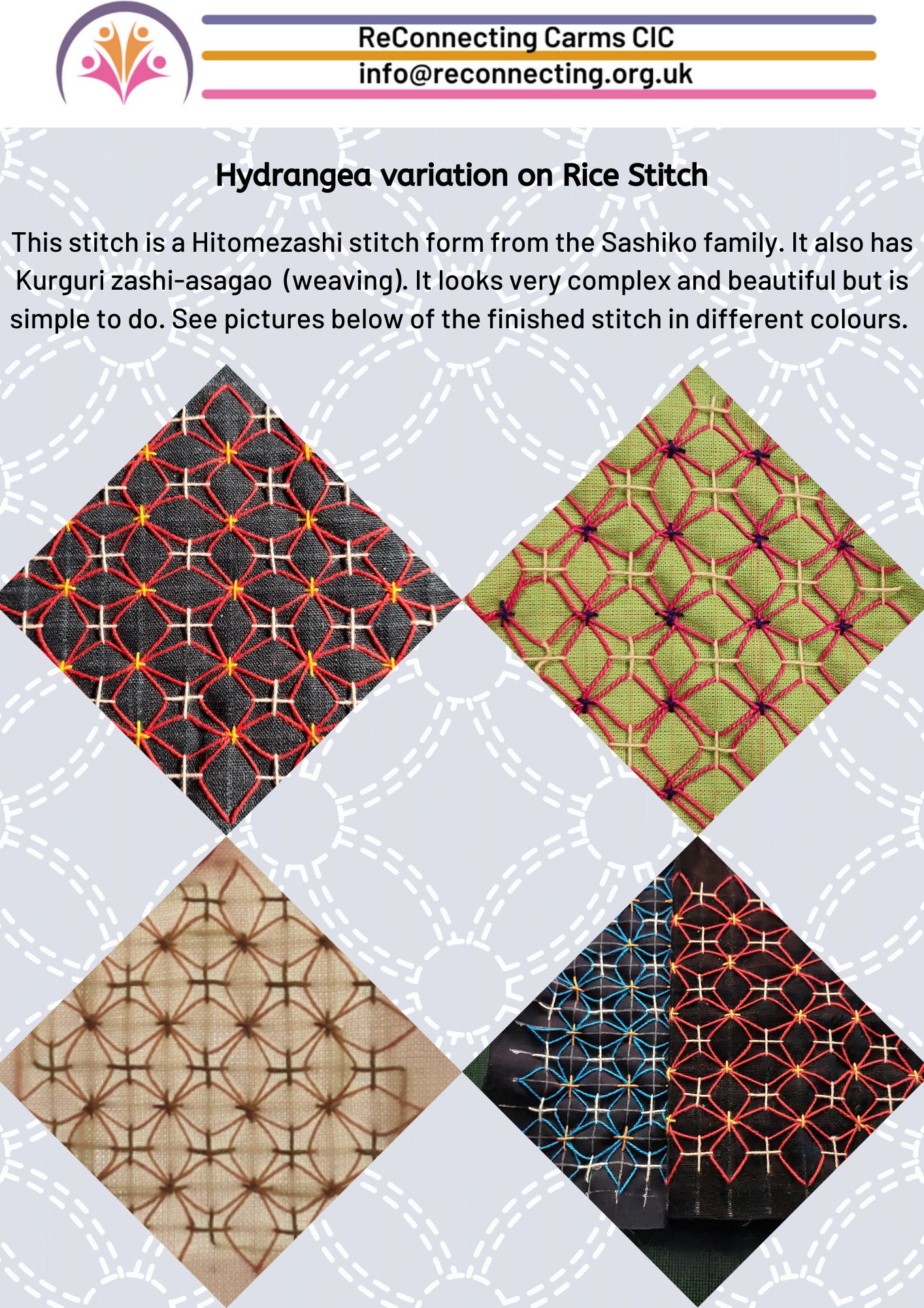 A Sashiko Pattern for Hydrangea Stitched in the Hitomezashi Style. - Etsy