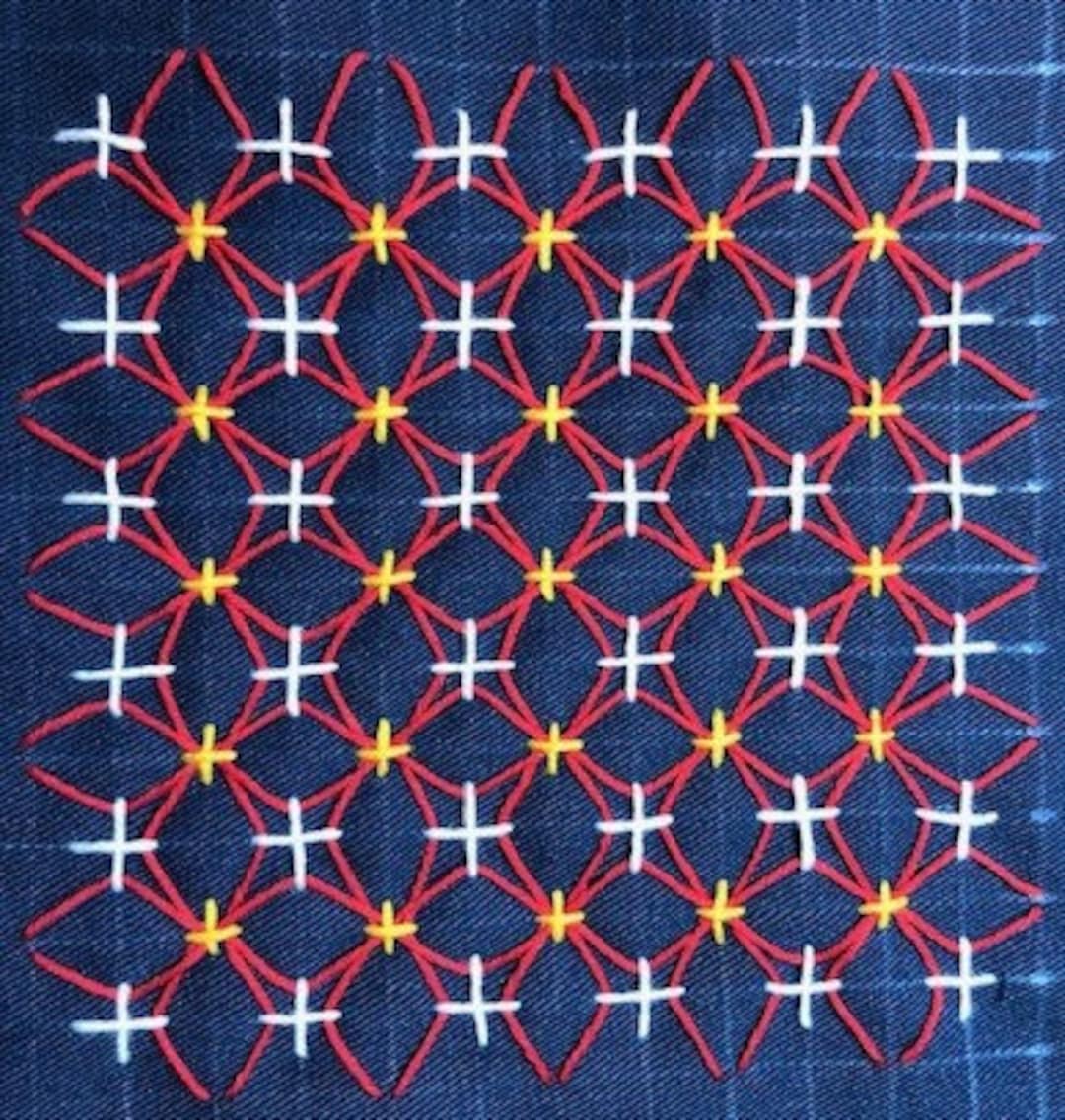 A Sashiko Pattern for Hydrangea Stitched in the Hitomezashi Style. - Etsy