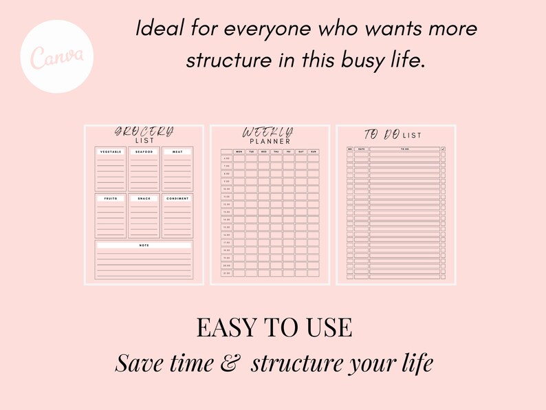 Editable Ultimate Planner | Canva Template | Pink Planner for Busy ...