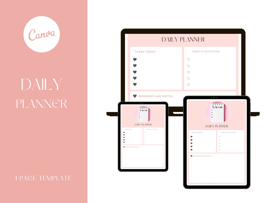 Editable Daily Planner Minimal Planner Template Daily Planner Pink ...
