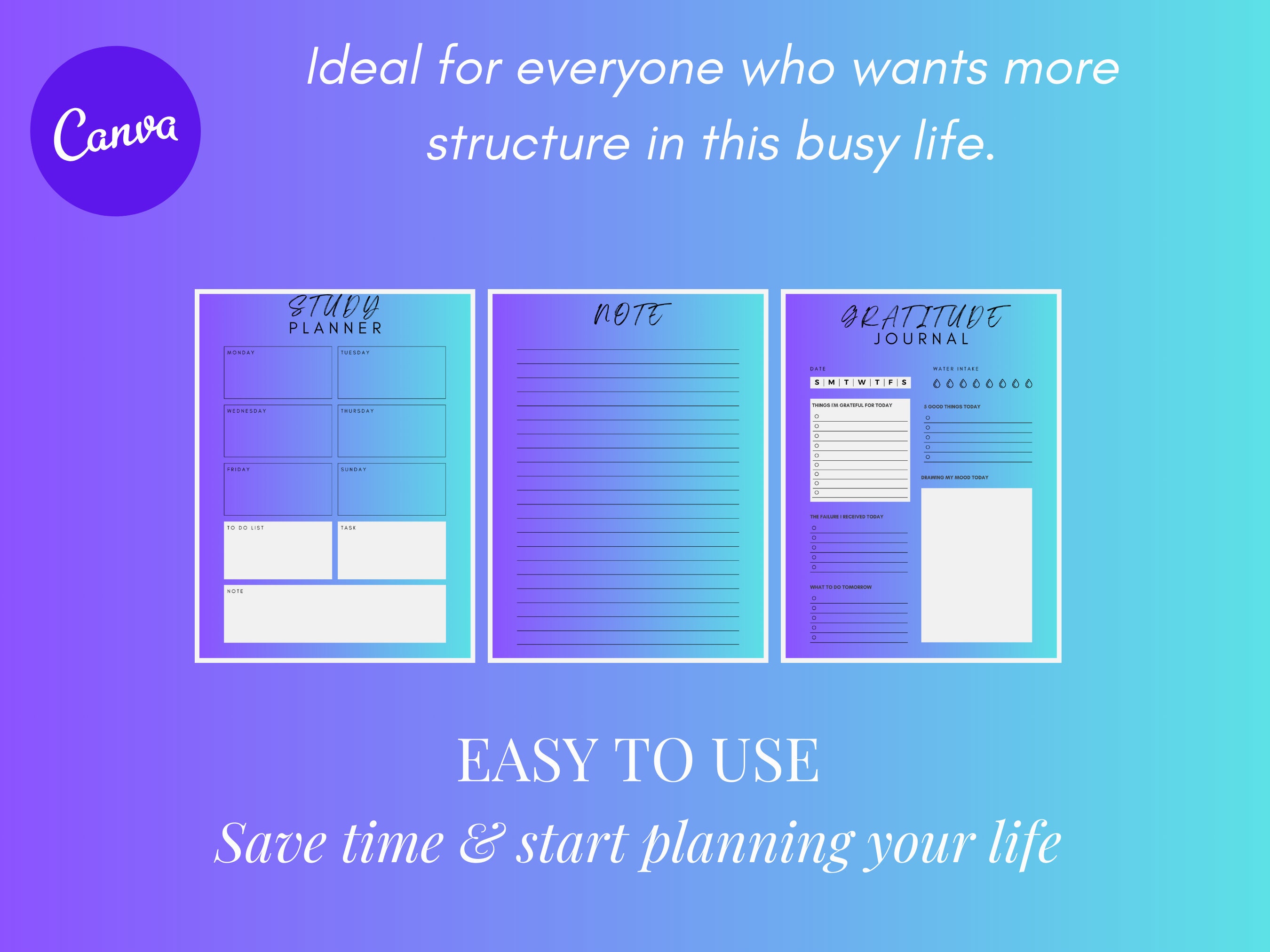 Editable Ultimate Planner | Canva Template | Purple Ocean Planner for ...