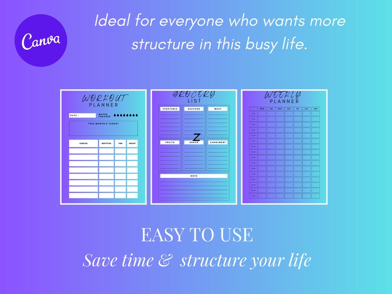 Editable Ultimate Planner | Canva Template | Purple Ocean Planner for ...