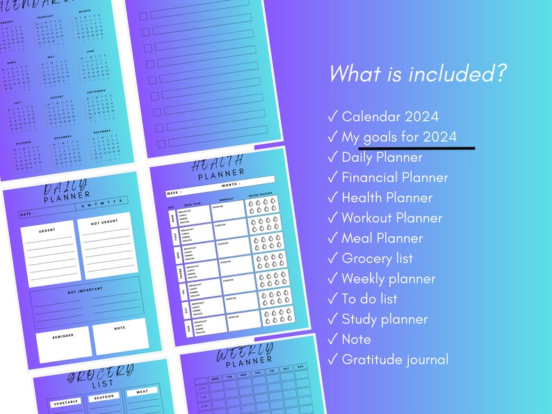 Editable Ultimate Planner | Canva Template | Purple Ocean Planner for ...