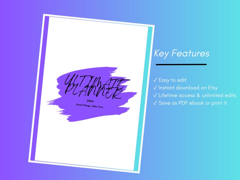 Editable Ultimate Planner | Canva Template | Purple Ocean Planner for ...