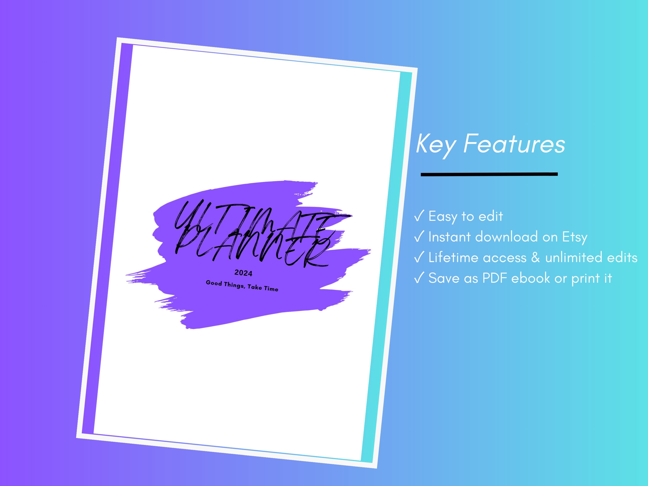 Editable Ultimate Planner | Canva Template | Purple Ocean Planner for ...
