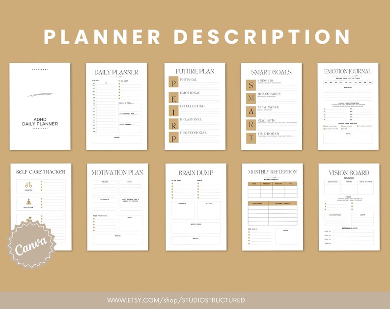 Editable ADHD Brain Dump, Daily Planner, Priority Matrix, Brain Dump ...