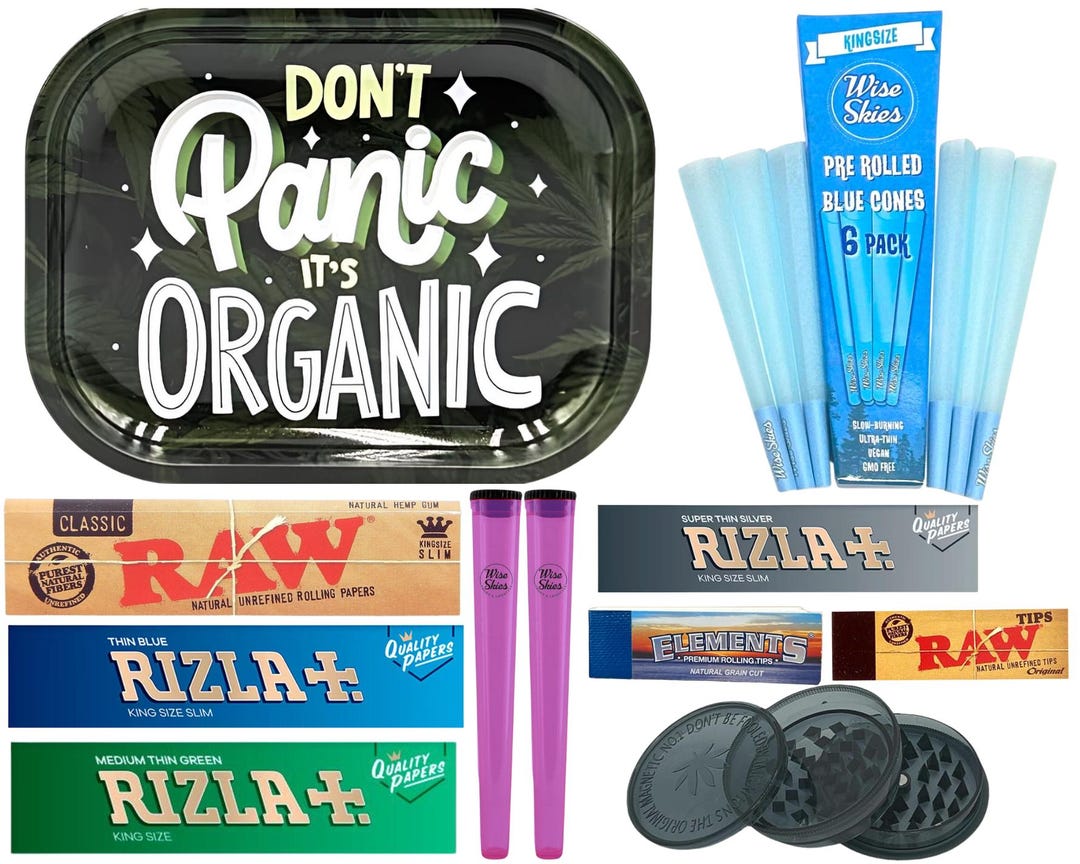 Don't Panic Green Metal Rolling Tray Wise Skies Rolling Tray Gift Set ...