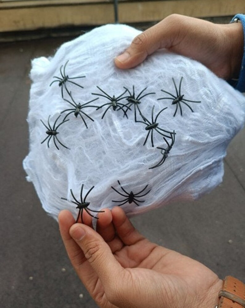 Halloween Spider Web Party Stretchable Haunted House 10 Spider ...