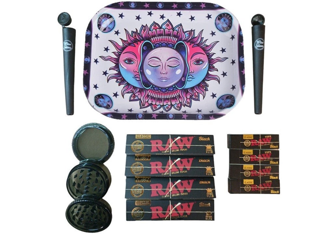 Sun and Moon Design Rolling Tray Kit: Small Gift Set With Various ...