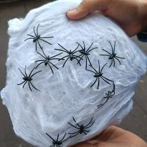 Halloween Spider Web Party Stretchable Haunted House 10 Spider ...